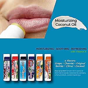 Chap-Lip Lip Balm Vitamin E Lip Balm with Coconut Oil - Lip Moisturizer Treatment - Soothing, & Refreshing, Total Hydration Treatment & Lip Therapy - Assortment of 6 Refreshing Flavors, 60 Count