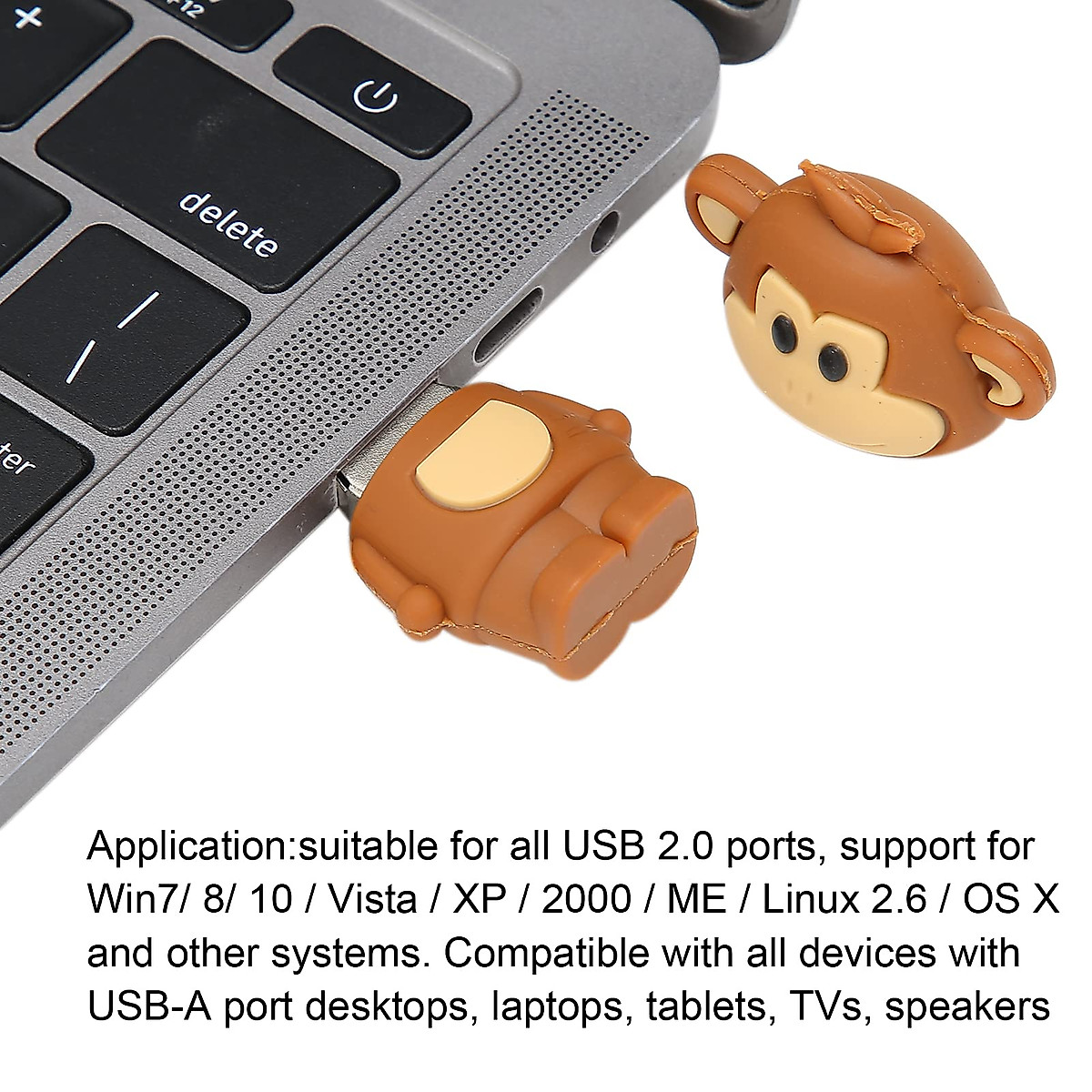 Cute Monkey USB Flash Drive, Cartoon Animal Monkey Thumb Drive, Pendrive Memory Thumb Stick, Gifts for School Students Kids Children Teacher Collegue Employees(128GB)