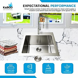 KABCO 25 Inch Wide 12 Inch Deep Commercial Sink 18 Gauge Undermount or Topmount Drop In Single Bowl Stainless Steel Laundry Utility Sink 25 L x 22 W x 12 D Inch