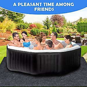 100 * 100 Inch Hot Tub Mat, Extra Large Inflatable Hot Tub Pad Outdoor Indoor, Waterproof Slip-Proof Backing, Absorbent Spa Pool Ground Base Flooring Protector Mat, Protect Hot Tub Pool from Wear