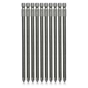 VESTTIO Phillips Cross Slot PH2#2 Long Screwdriver Bit Set 10PCS 1/4 Inch Hex Shank 6 Inch/150 mm Length S2 Steel with Magnetic for Power Screwdriver Drill Impact Driver