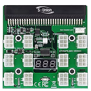 S-Union Ethereum ETH ZEC Mining GPU 1200w/750w PSU Breakout Board 12V for DPS-1200FB DPS-1200QB PS-2751-5Q HSTSN-PL12 DPS-700LB PS-2112-5L DPS-750RB DL580 Series (with Power Button)