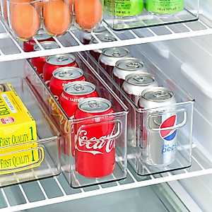 Youngever 2 Pack Stackable Plastic Storage Organizer Container Bin, Stackable Storage Bins with Handler for Refrigerator, Pantry (16" x 4" x 5")