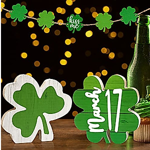 11 Pieces St. Patrick's Day Tiered Tray Decor Shamrock Wooden Signs St. Patrick's Day Freestanding Table Decorations for St. Patrick's Day Table Home Kitchen Bar Decoration Party Decorations