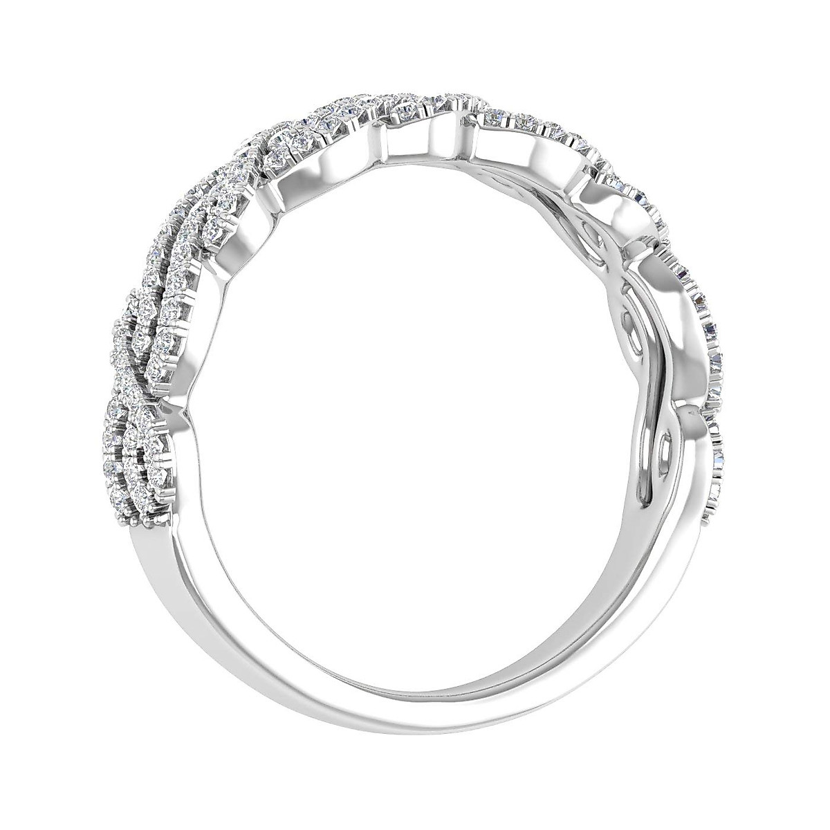 1/3 Carat Twisted Diamond Wedding Band Ring in 10K White Gold (Ring Size 6.25)