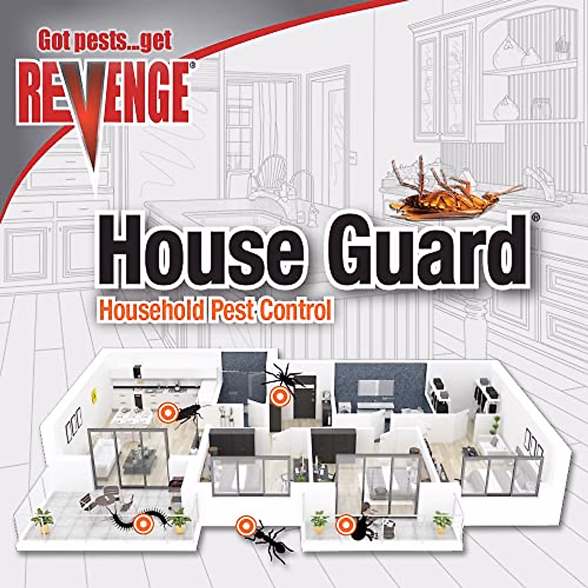 REVENGE House Guard Household Pest Control, 128 oz Ready-to-Use Spray, Long Lasting Protection for Indoors and Outdoors