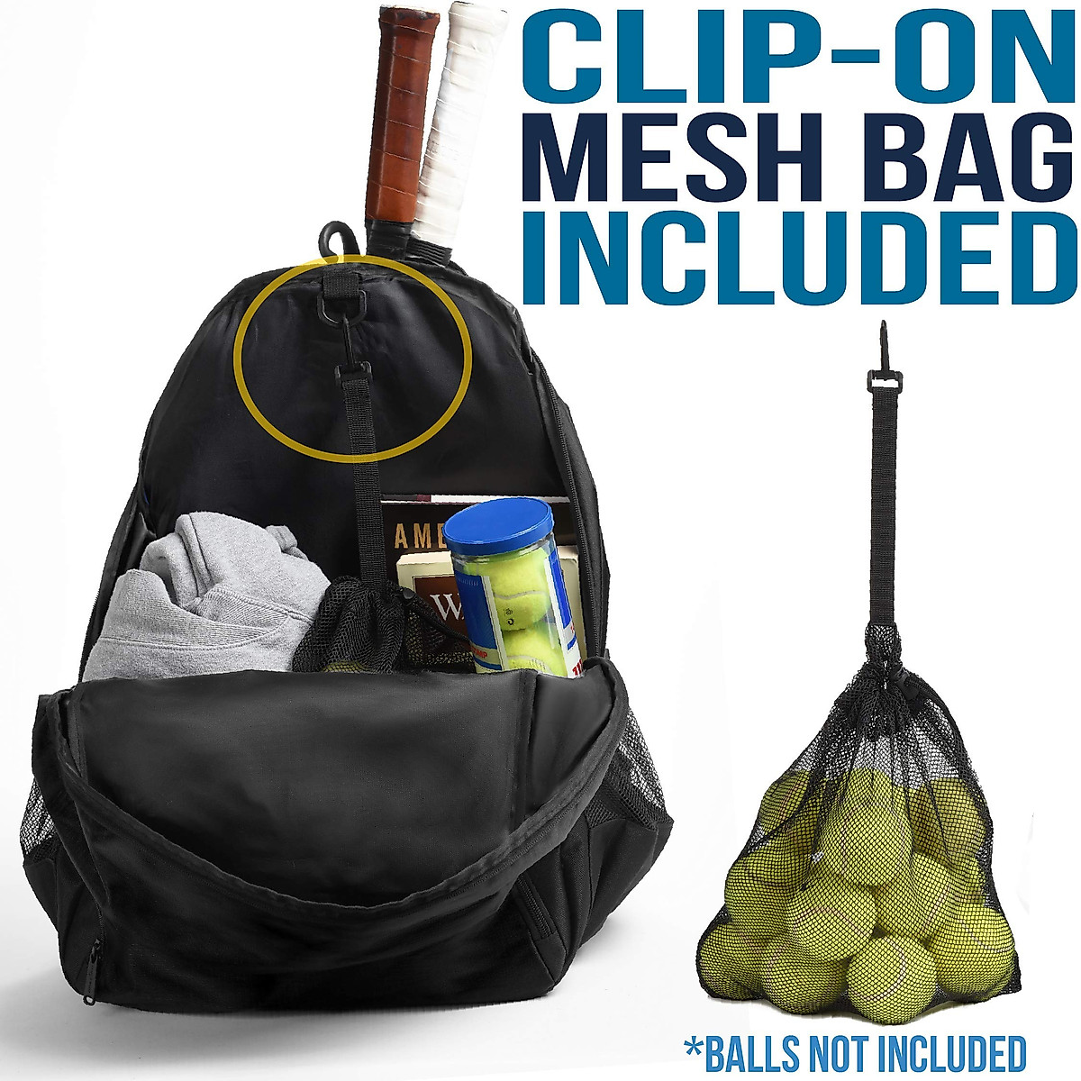 Athletico Premier Tennis Backpack - Tennis Bag Holds 2 Rackets in Padded Compartment | Separate Ventilated Shoe Compartment | Tennis Bags for Men or Women (Black)