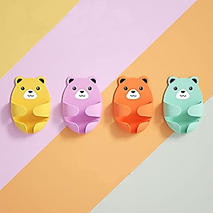 Missraza Plug Holders, 8 PCS Plug Hooks, Wall Mounted Plug Organizer Cute Bear Adhesive Plug Cord Holders