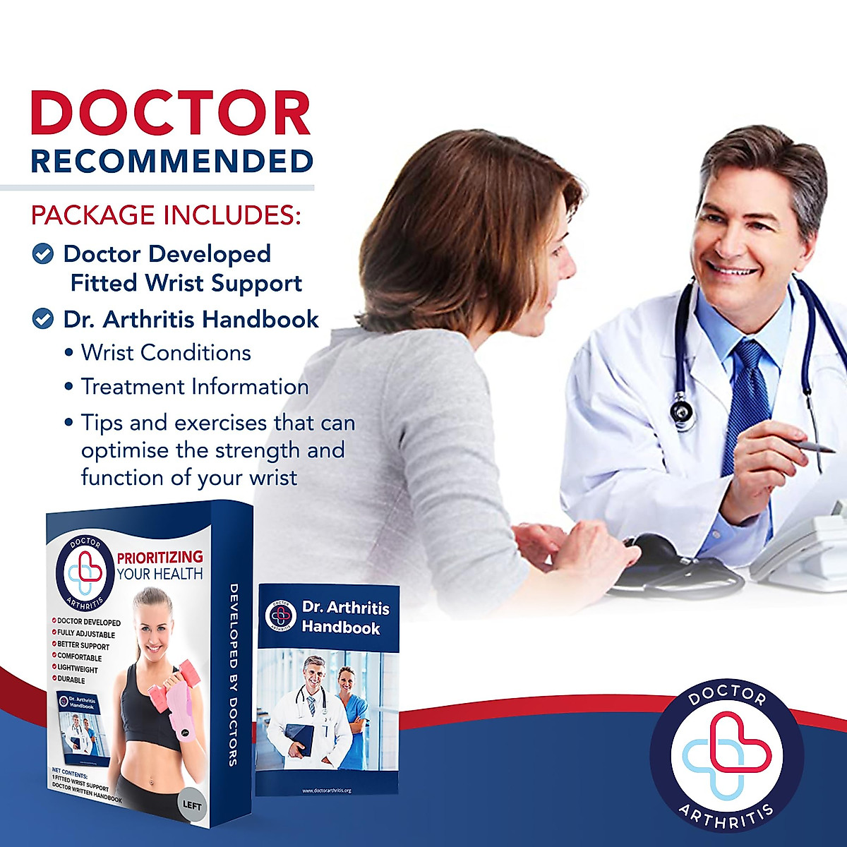 Dr. Arthritis Doctor Developed Fitted Wrist Brace for Carpal Tunnel Syndrome, Tendonitis and other Wrist Conditions, Splint Support Single (Pink, Left Hand)