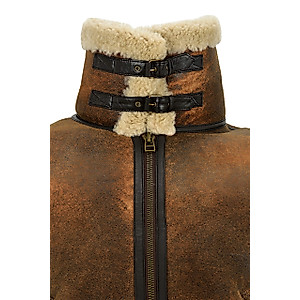 Men's RAF Aviator B3 Sheepskin Flying Vintage 100% Genuine Sheepskin Pilot Jacket Reagan, Beige Taba / Copper, 3X-Large