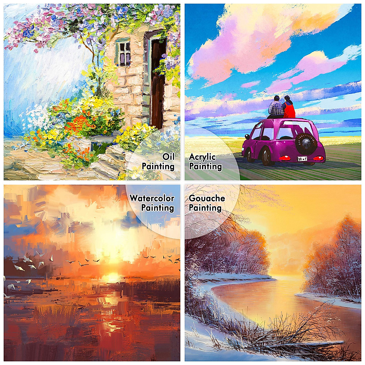 Shuttle Art Painting Canvas Panels, 36 Pack, 5x7, 8x10in (18 of Each), 100% Cotton, Primed White Canvas Boards for Painting, Blank Canvases for Kids, Adults & Artists for Acrylic and Oil Painting