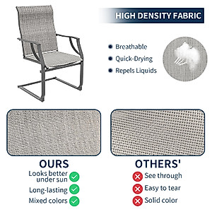 Amopatio Patio Chairs Set of 4, Outdoor Dining Chairs for All Weather, Breathable Garden Outdoor Furniture for Backyard Deck, Grey & White