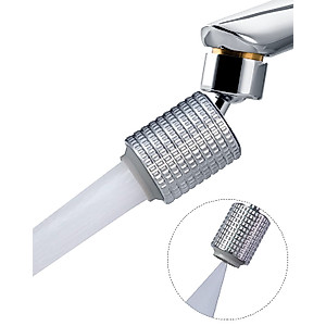 Hibbent Faucet Aerator, 360 Degree Swivel Kitchen Sink Faucet Aerator, Dual-function Bathroom 2-Flow Sprayer Faucet Head, Faucet Replacement Part, 55/64 Inch-27UNS Female Thread-Chrome