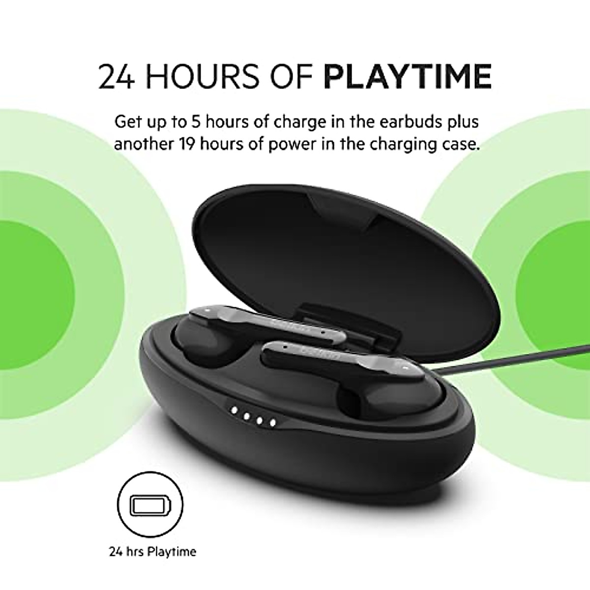 Belkin Wireless Earbuds, SOUNDFORM Move True Wireless Bluetooth Earphones with Touch Controls, IPX5 Certified, Sweat and Water Resistant with Deep Bass for iPhone, Galaxy, and More - Black