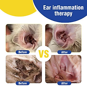 Ninibabie Ear Cleaning Solution for Dogs and Cats,Dog Ear Infection Treatment,Removes Wax and Odor with Pet Large Cotton Swabs 60pcs,Helps for Dog Ear Wash&Cat Ear Cleaner