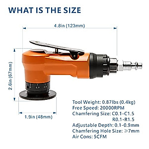 2-in-1 Mini Air Chamfer Tool for Chamfering and Round Cornor on Metal, Arc Corner 45 Degree Pneumatic Beveling Trimming Deburring Machine