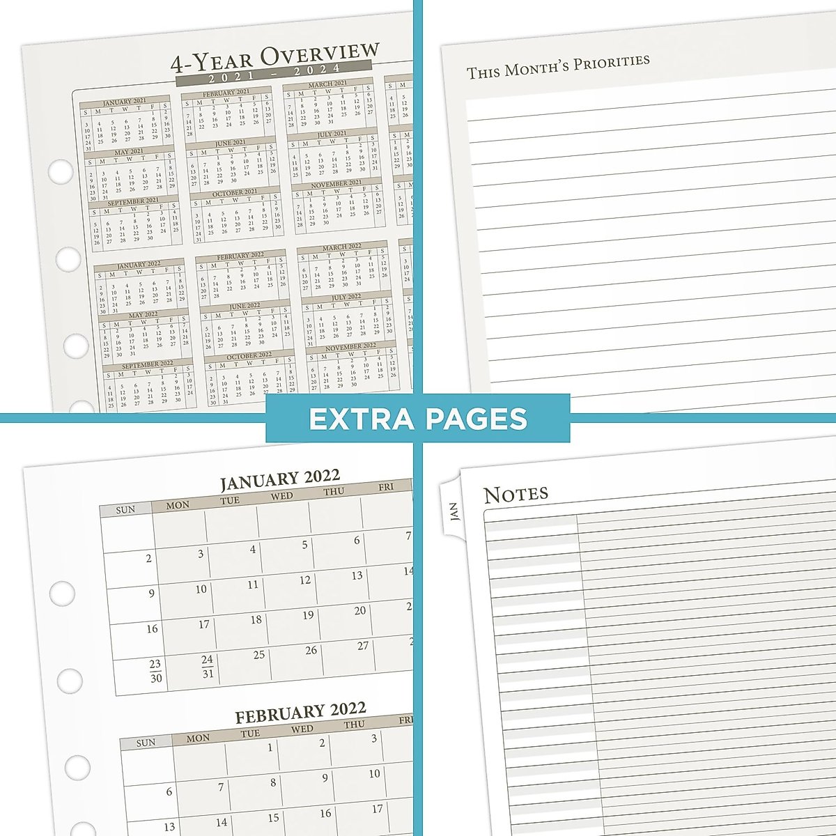 2022 Daily & Monthly Planner Refill by AT-A-GLANCE, 92010 Day-Timer, 5-1/2" x 8-1/2", Size 4, Two Page per Day (481-225A)