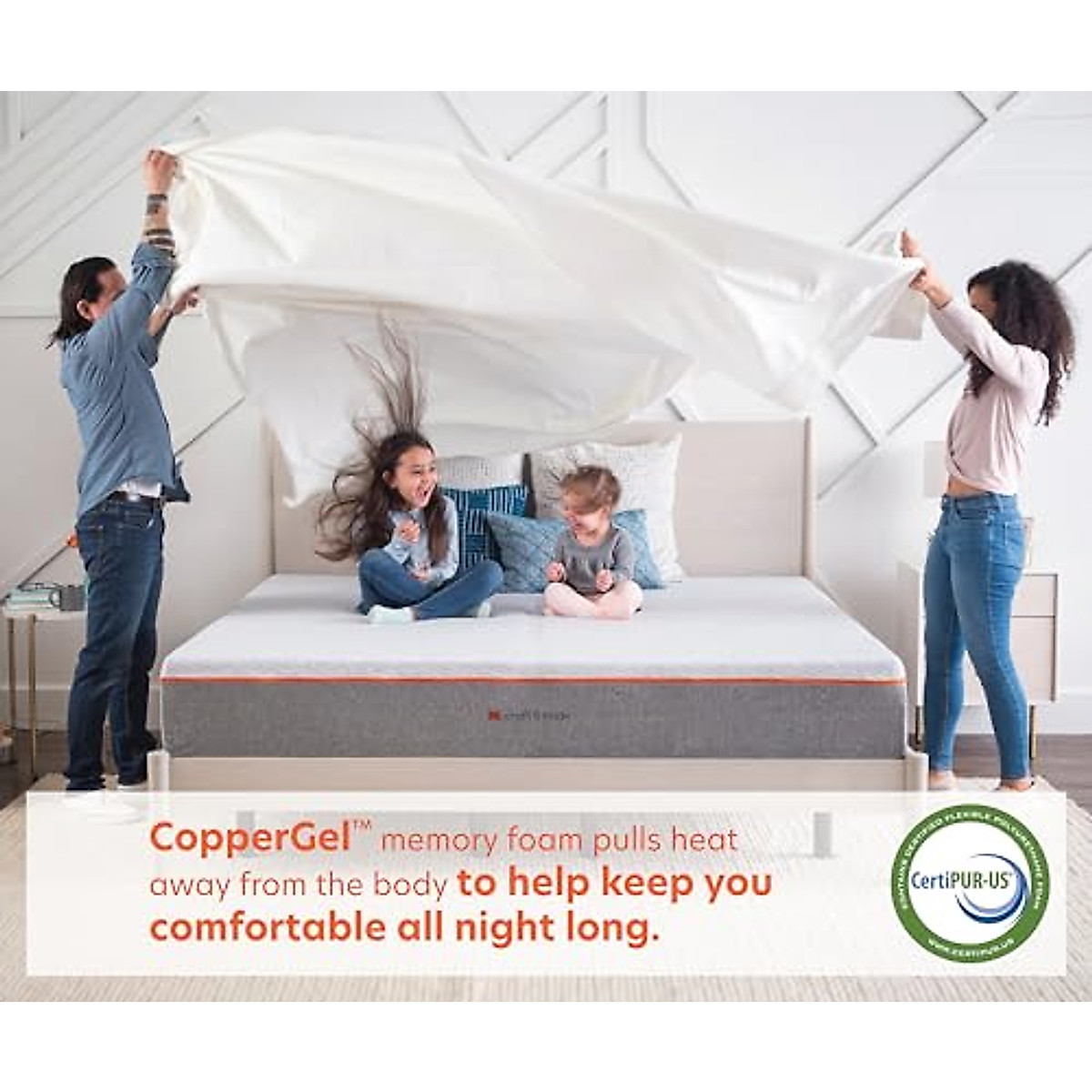 Craft & Trade 12-Inch Artistry Collection Hybrid Mattress, Bed-in-a-Box, CopperGel Cooling, Supportive Steel Coils, CertiPUR-US Certified, Twin, 100 Night Trial