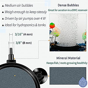 Pawfly Aquarium 4 Inch Air Stone Disc Bubble Diffuser Release Tool for Air Pumps Buckets Fish Tanks Ponds DWC Reservoirs and Circulation System