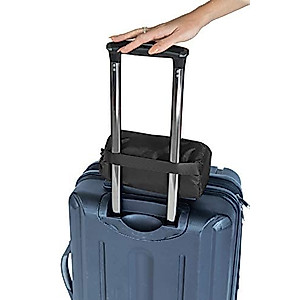 BlueHills Premium Mini Plush Travel Blanket and Ultra Compact Travel Blanket Value Pack Set of 2 - Airplane Flight Blanket Throw in a case with Strap Compact Pack for Car Plane Travel Black