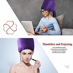 Frclona Hair Dryer Bonnet - Upgraded Bonnet Hair Dryer with Longer Extended Hose for Easy Styling, Curling and Deep Conditioning, Purple, One Size Fits All