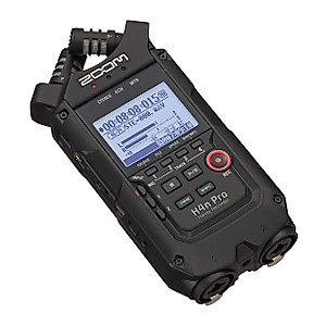 Zoom H4n Pro 4-Track Portable Recorder, All Black, Stereo Microphones, 2 XLR/ ¼“ Combo Inputs, Battery Powered, for Stereo/Multitrack Recording of Music, Audio for Video, and Podcasting
