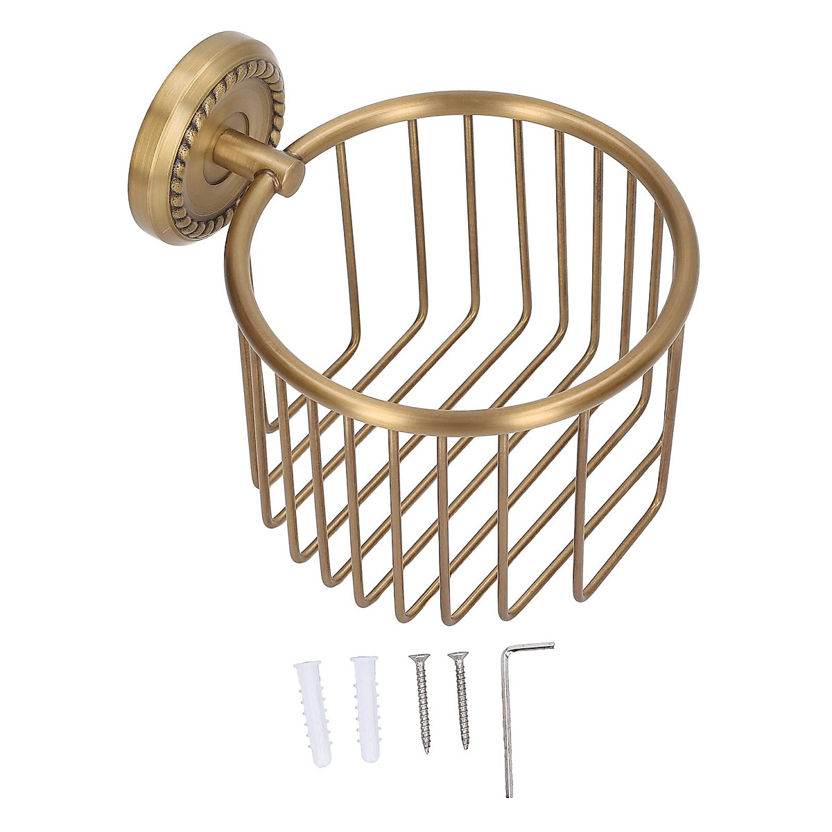 Toilet Paper Holder Stand, Brass Toilet Tissue Organizer Wall Mounted Toilet Paper Holder Tissue Roll Storage Rack Bathroom Tissue Organizer Tissue Roll Basket Rack for Bathroom
