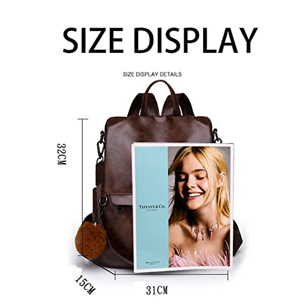 Logbagpa women Fashion backpack Purses PU Leather Anti Theft Large Ladies Handbags and Shoulder Travel Bags (1-BLACK)