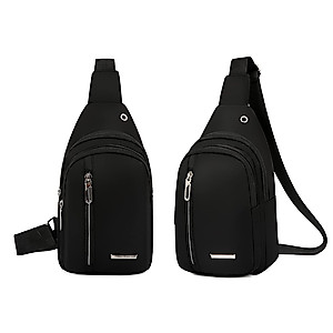 YERCHIC Small Sling Bag Crossbody Shoulder Bag for Men Women Lightweight One Strap Backpack Casual Daypack for Daily Travel Outdoor, Black,5811