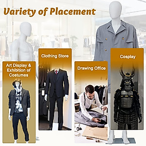 6Ft Male Mannequin Dress Form Display - Manikin Torso Stand Realistic Full Body Mannequin for Retail Clothing Shops, Halloween Christmas Cosplay, White
