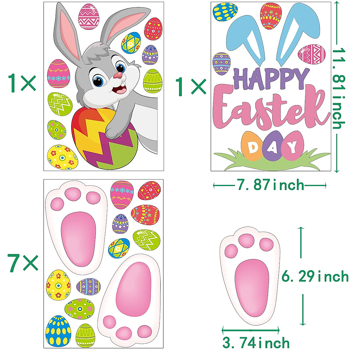 YOTNUS 110 Pcs Easter Bunny Footprint Stickers for Floor, Peel Without Leaving Traces, 14 PCS Rabbit Footprints, for Easter Decoration and Egg Hunting Games