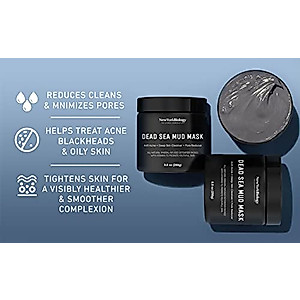 New York Biology Dead Sea Mud Mask for Face and Body - Spa Quality Pore Reducer for Acne, Blackheads and Oily Skin, Natural Skincare for Women, Men - Tightens Skin for A Healthier Complexion - 8.8 oz