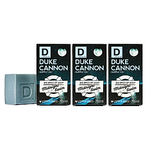 Duke Cannon Big Brick of Soap Midnight Swim - Refreshing Aquatic Scent with Green Top Notes, 10 oz. Men's Soap Bar (Pack of 3)