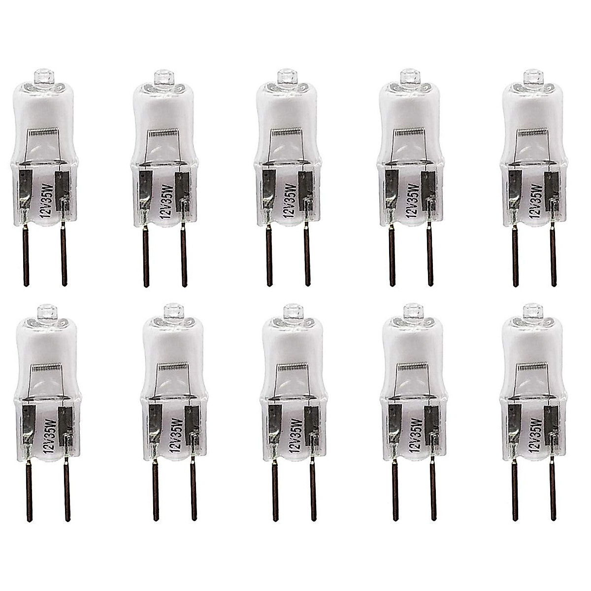35W Halogen Bulbs G5.3 35 Watt G5.3 12V 35W Halogen Bulbs JC Bi-Pin Base Light 35 Watt 12 Volt Halogen Lamp for Home Lighting,Clear Glass Lens,Warm White 2700K,10 Pack