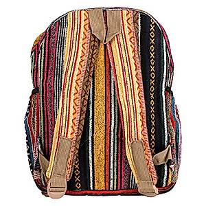 Cotton and hemp backpack, 13" himalayan hemp backpack, hiking backpack, fair trade bag, free spirit bag, hippie bag, nepali bag, boho bag