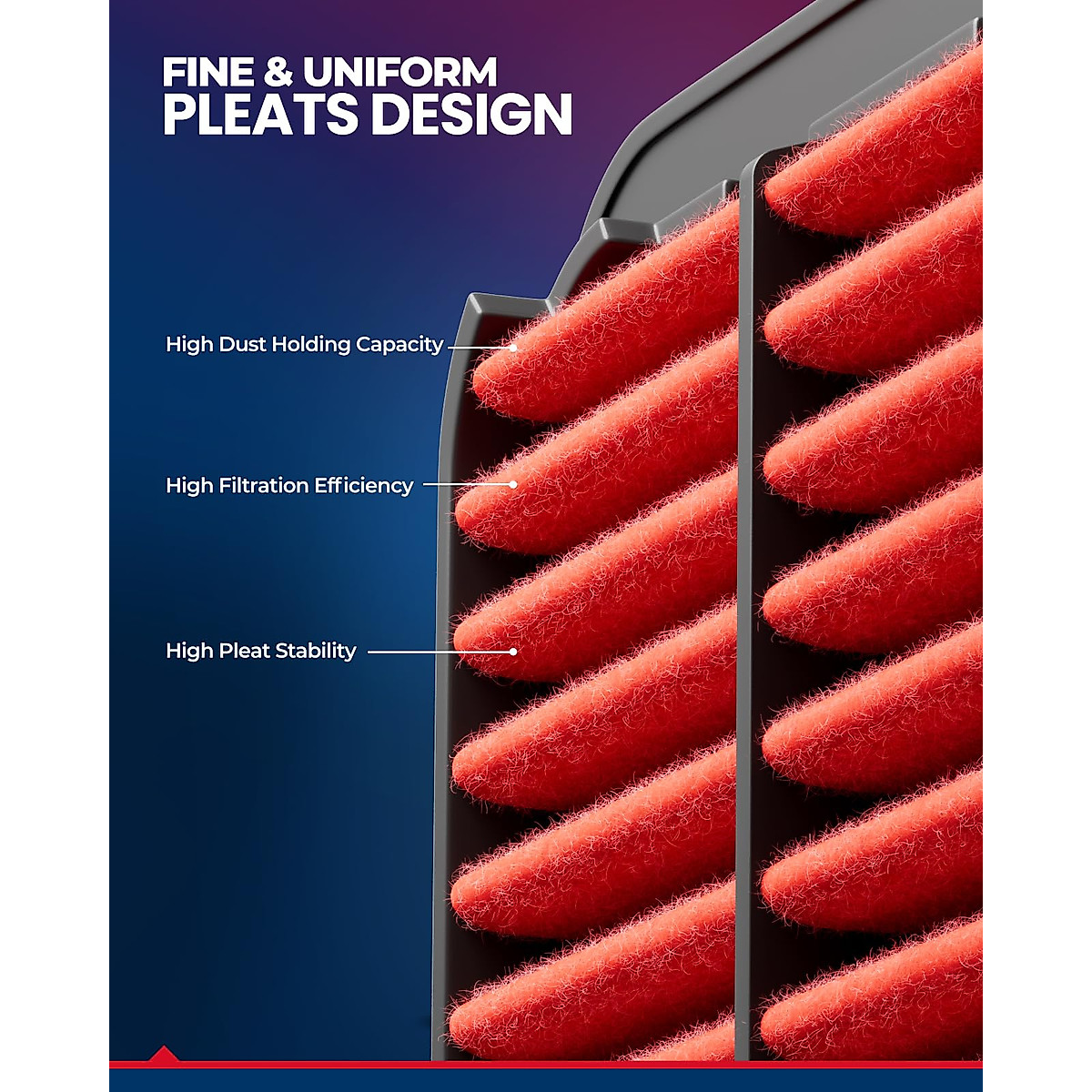 KAX Engine Air Filter, GAF059 (CA10348) Air Filter Replace for Wrangler V6(2007-2018), Wrangler JK (2018), 200% Longer Life