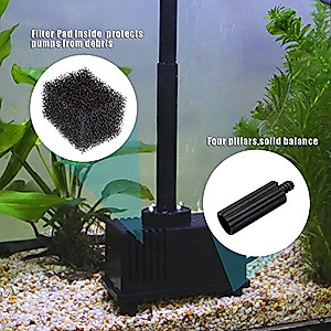 GBGS 10W 160GPH Submersible Water Pump with 2 Water Patterns (Blossom and Mushroom) Outdoor Aquarium Waterfall Fountain for Fish Tank, Pond, Garden, Yard (6 White LED, Telescopic Tube )