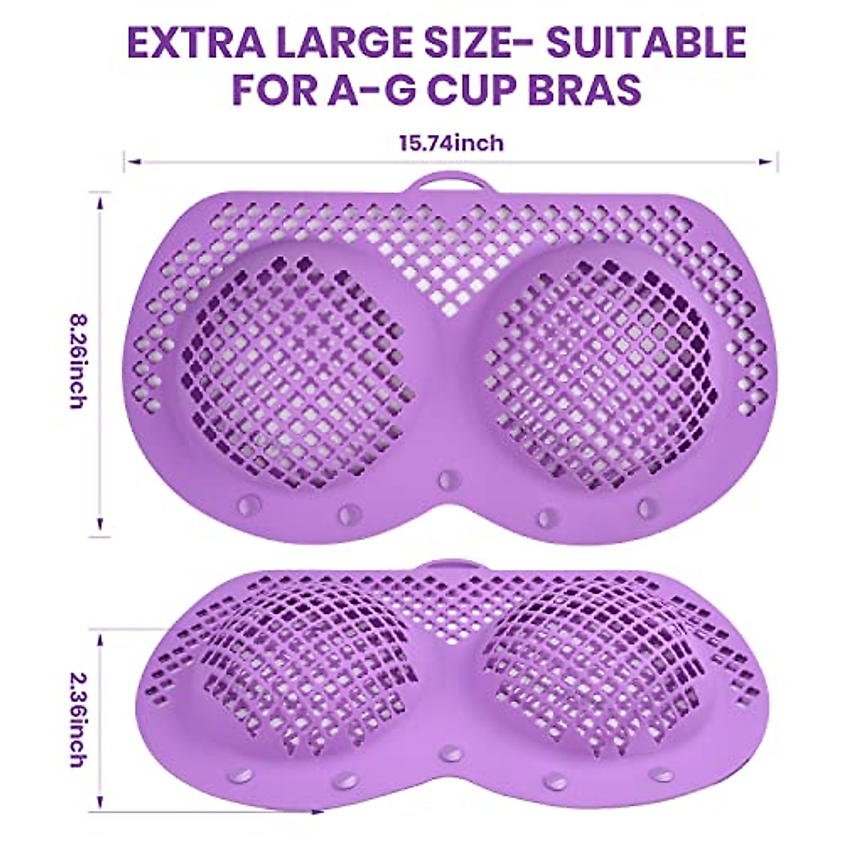 Bra Washing Bag for Laundry, Silicone Lingerie Bags for Washing Delicates, Laundry Bag for Washing Machine & Dryer Washing Bags for A-38D Cup Bras, Maternity Bras, Sports Bras, Sexy Bras(Purple)