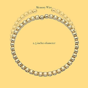 HOT JEWELRY BOX 14K Gold Plated Tennis Bracelet | Gold Bangle Jewelry Bracelets for Women | Aesthetic Accessories with Exquisite CZ and Adjustable Memory Wire for Easy Fit on Any Wrist size