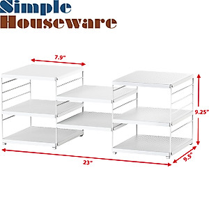 Simple Houseware Expendable Kitchen Counter Shelf Organizer, White, Plastic, 23.2" L x 9.8" W x 8.7" H