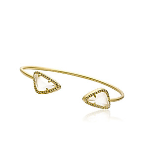 Riccova Sand Stone Satin 14k Gold-Plated Snake Bangle Accented With Clear Sand Stone Ends/