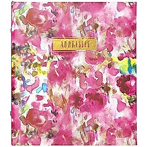 C.R. Gibson Floral Watercolor Refillable 6-Ring Address Book, 440 Entries, 6.5" W x 7.25" L