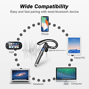 Bluetooth Earpiece for Cell Phones Wireless Headset with Charging Case and LED Intelligence Display,10h Talking Time Handsfree Earphones with Dual-mic Noise Cancelling for Office Conferencing Outdoor