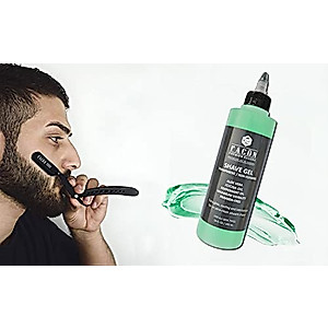 Facón Transparent Non-Foaming Clear Shave Gel with Skin Soothing Aloe Vera, Cooling Menthol Peppermint Oil, Bourbon Luxury Scent - Extra Glide for an Ultra-Clean Smooth Shave (10 fl oz / 296 ml)