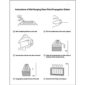 Ivolador Wall Mounted Hanging Plants Terrarium Test Tube Flower Bud Tabletop Glass Wooden Stand with 5 Test Tube Perfect for Propagating Hydroponic Plants Home Garden Wedding Decoration