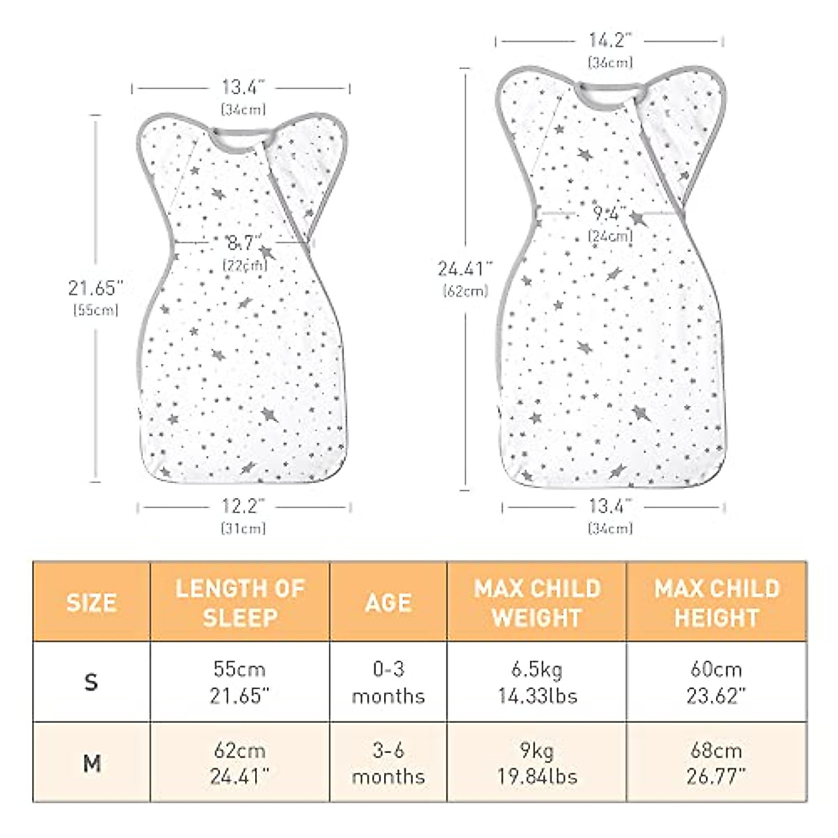 Knirose 3-Way Wearable Swaddle Blankets Sleep Sack with Arms Up Self-Soothing, Easy Diaper Changing Sleeping Bag for Baby Boy Girl Newborns Transitions to Arms-Free Calms Startle Reflex Better Sleep