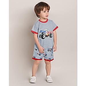 DDSOL Toddler Boys Pajamas Sets Summer Pjs 2 Piece Sleepwear Truck Cotton Kids Short Jammies 5T 6T