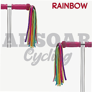 ABSOAR Cycling Colorful Bike Streamer Girls Boys Kids Bicycle Tassel Ribbon Handlebar Scooter Streamers 2 Pairs, Rainbow