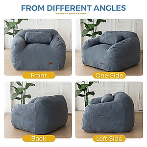 MAXYOYO Giant Bean Bag Chair with Pillow, Boucle Bean Bag Sofa for Adults,Large Upholstered Bean Bag Couch Lazy Sofa with Filler for Reading, Gaming