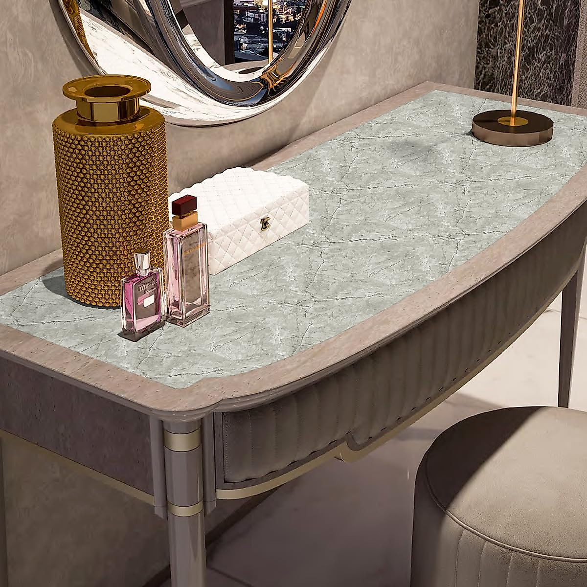 Erfoni Gray Glossy Marble Wallpaper Peel and Stick Countertops 15.8inch x 118inch Granite Removable Contact Paper Marble Self Adhesive Wallpaper for Kitchen Cabinets Shelf Liner Waterproof Vinyl